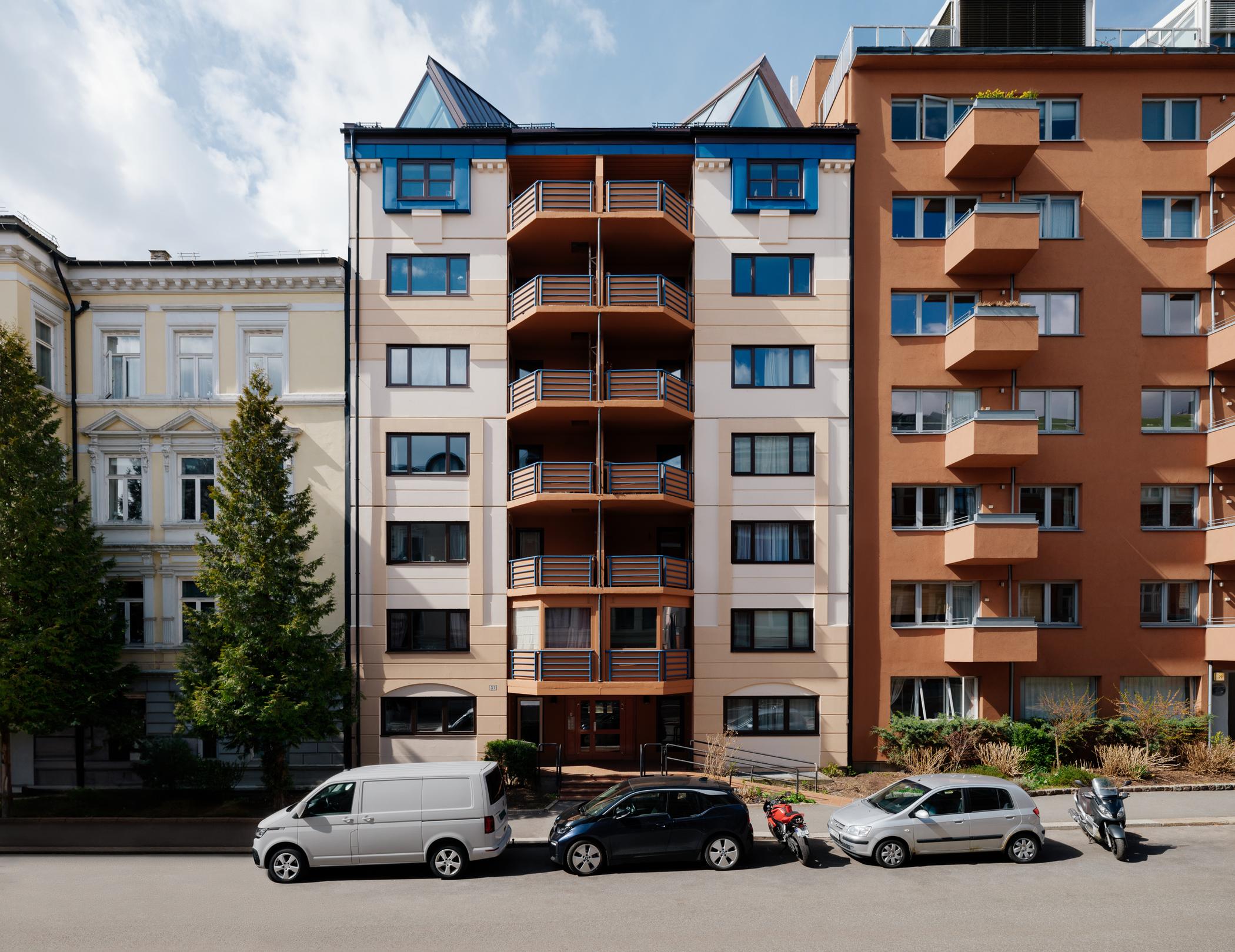 Fargekonsept fasade og oppgang: Huitfeldts gate 31 | KOI